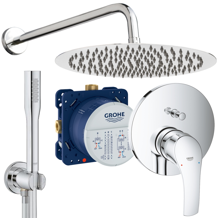 Unterputz Duschsystem, Kopfbrause 300 mm Ø, Grohe Eurosmart + Euphoria ...