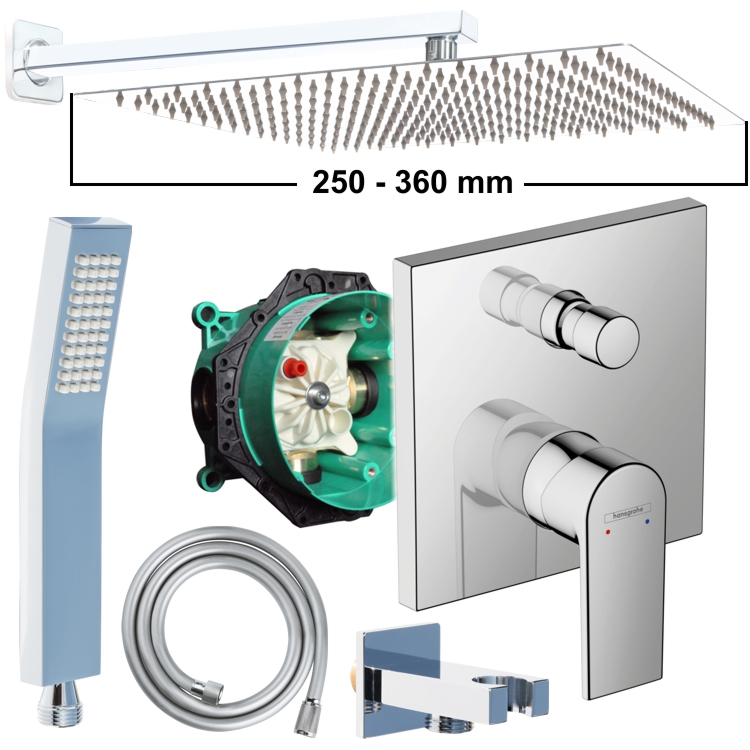 Hansgrohe Vernis Unterputz Duscharmatur Regendusche Kopfbrause 250 ...
